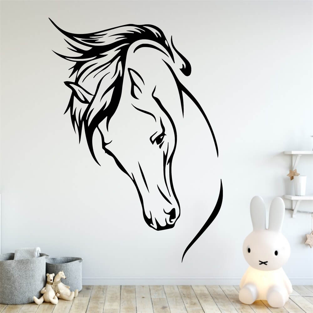 Fin wallsticker med hestehode | Flott og elegant sticker